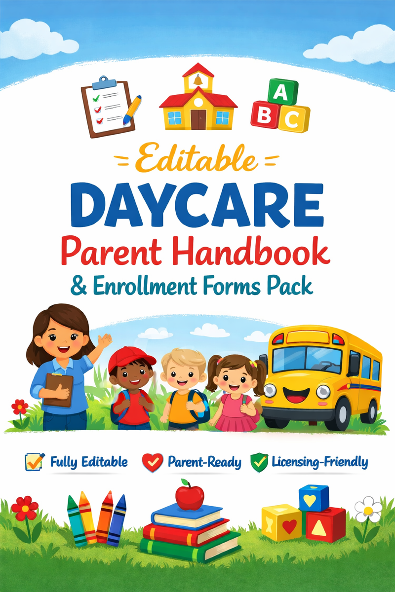 Editable Daycare Parent Handbook + Enrollment Forms Pack – Super Promo ...
