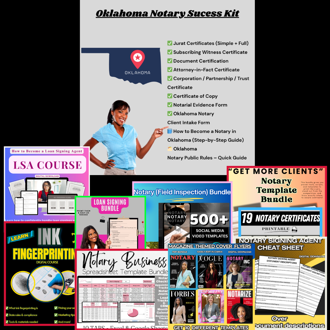 THE OKLAHOMA NOTARY "GET IT ALL" BUNDLE- Get 15 amazing template bundl ...
