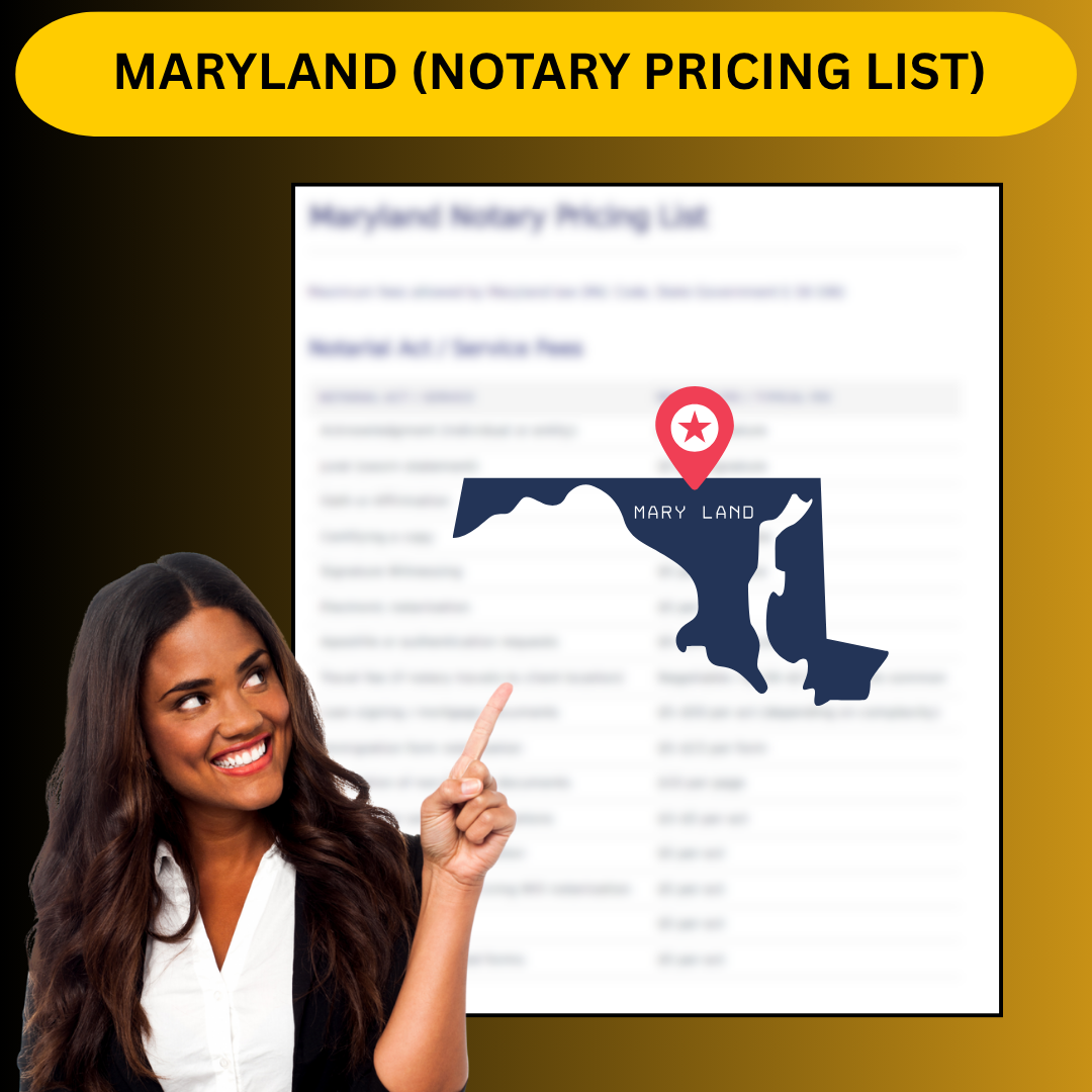 MARYLAND NOTARY PRICING LIST – Super Promo Videos
