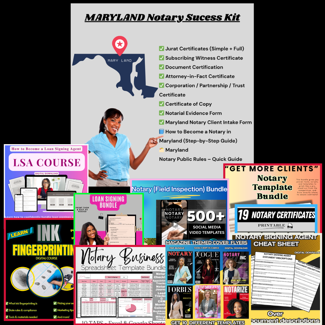 THE MARYLAND NOTARY "GET IT ALL" BUNDLE- Get 15 amazing template bundl ...
