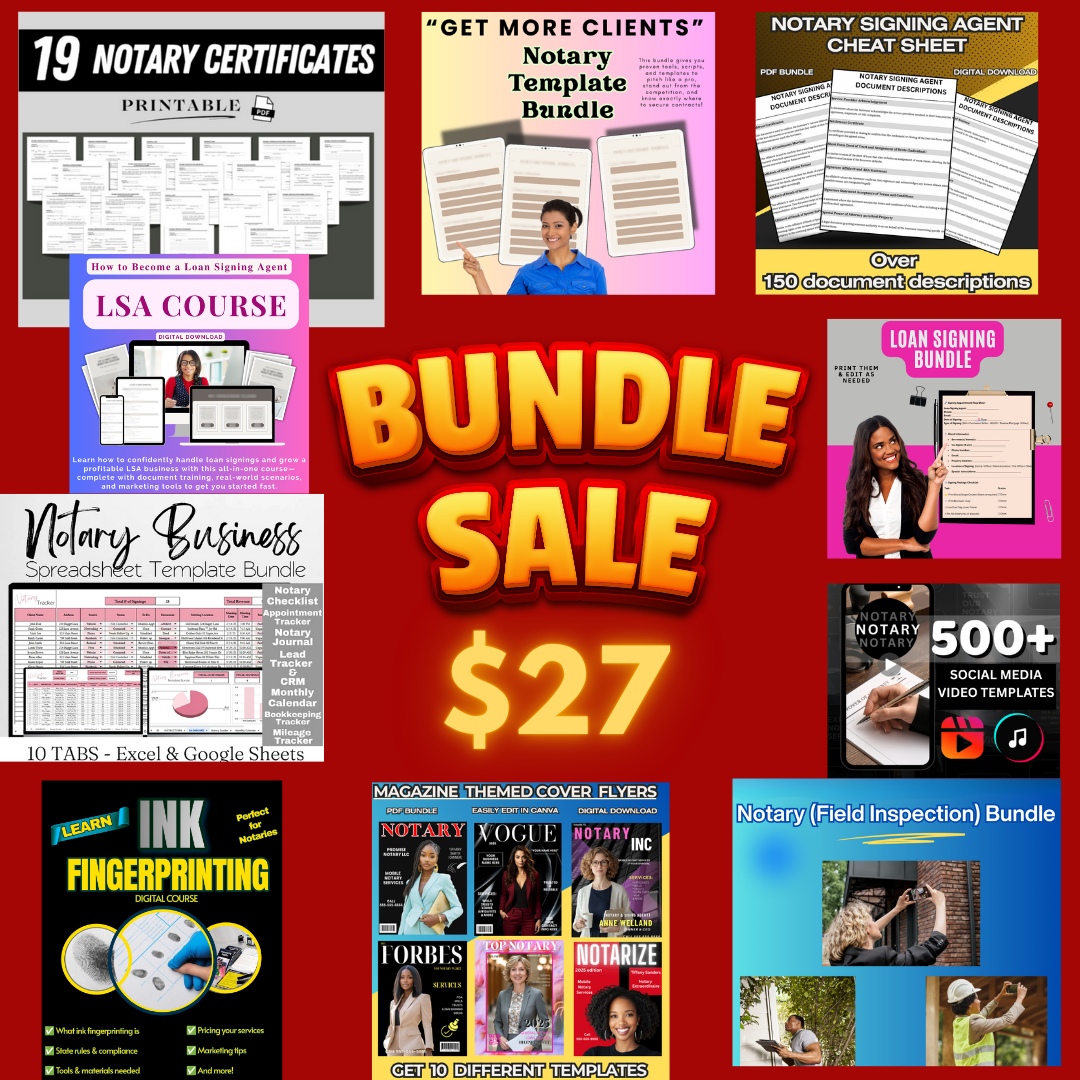 THE NOTARY "GET IT ALL" BUNDLE- Get 10 amazing notary template bundles ...